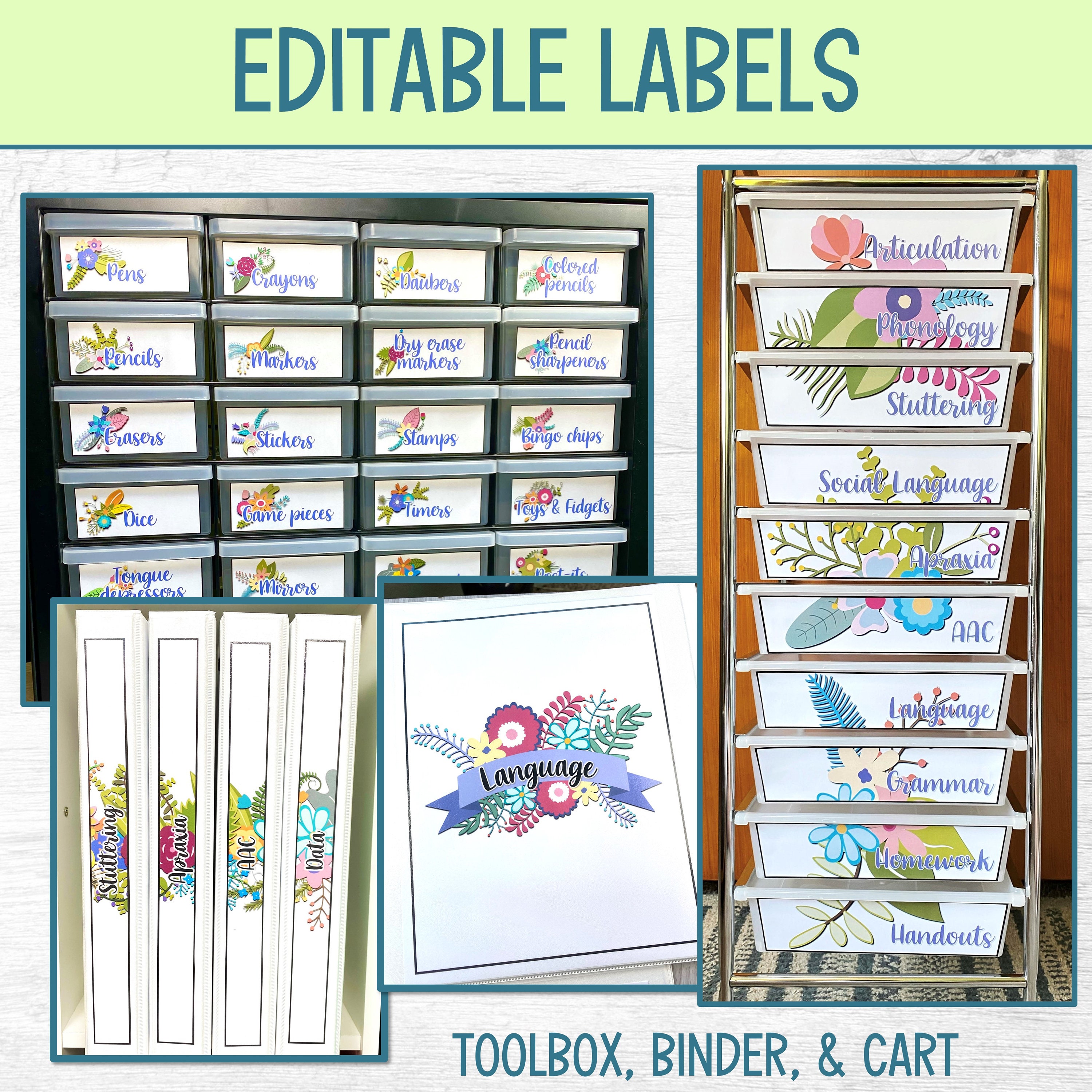 Printable Floral Speech Therapy Room Decor Bundle | Bulletin Board ...