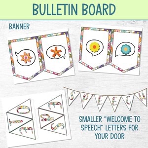 Printable Floral Theme Welcome to Speech Bulletin Board | SLP Speech ...