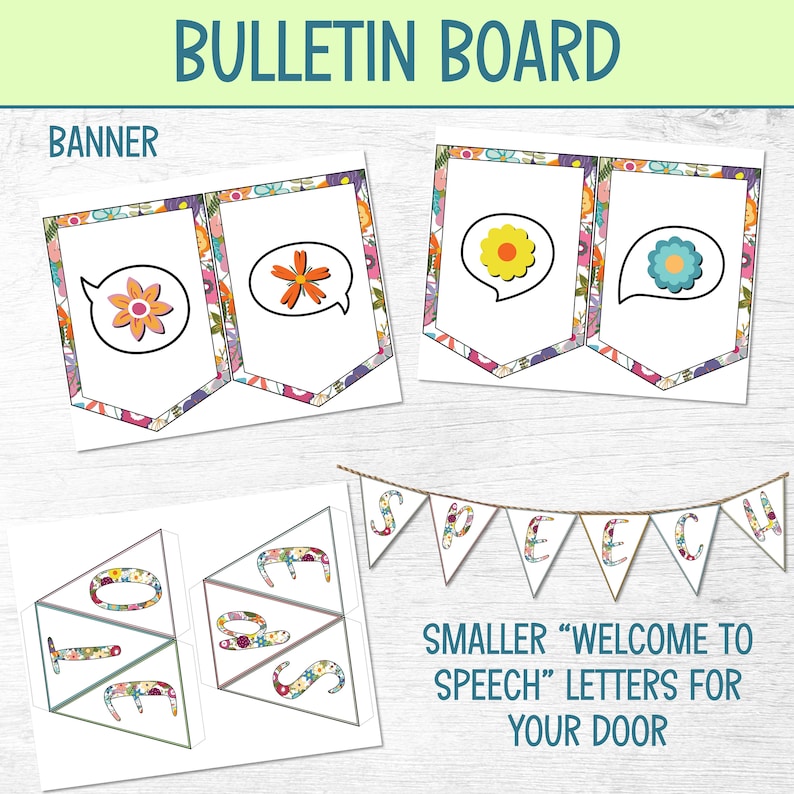 Printable Floral Theme Welcome to Speech Bulletin Board | SLP Speech ...