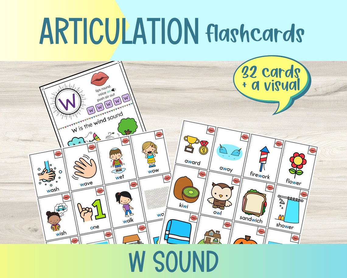 Printable W Sound Articulation Flashcards | Speech Therapy ...