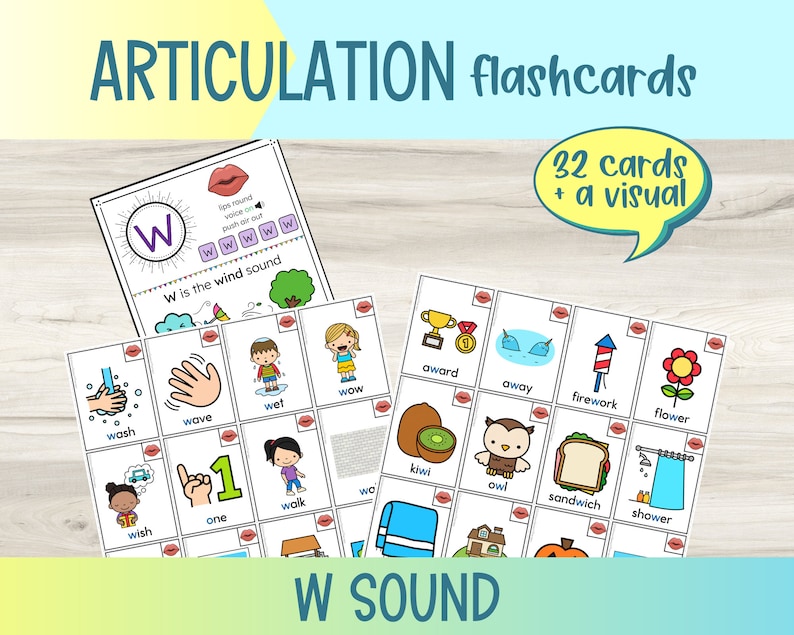 Printable W Sound Articulation Flashcards | Speech Therapy Picture ...