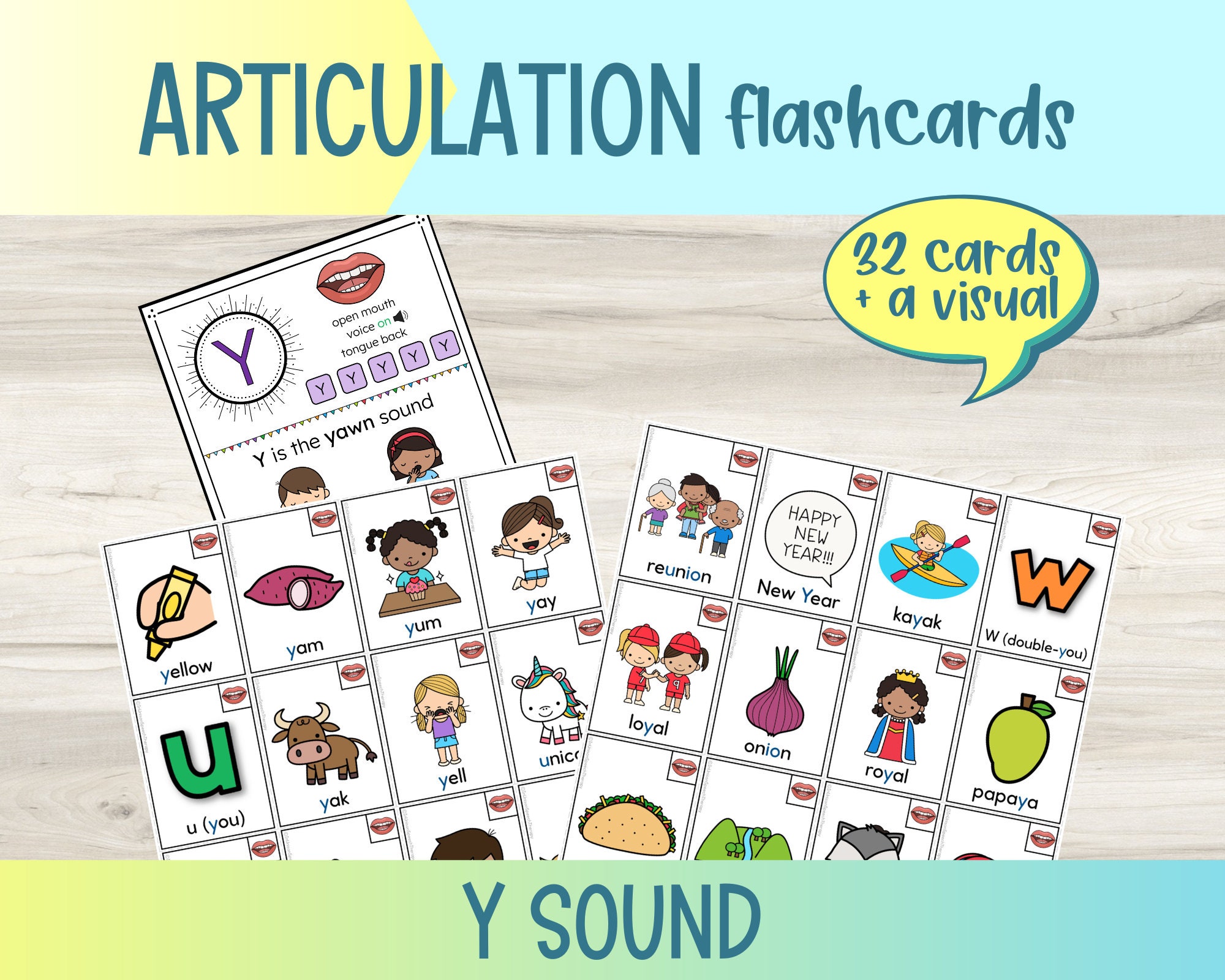 Printable Y Sound Articulation Flashcards | Speech Therapy ...