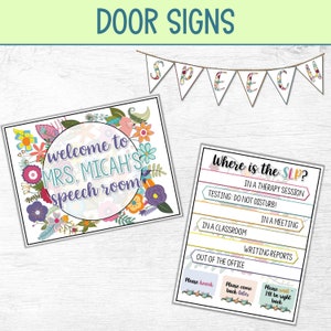 Printable Floral Speech Therapy Room Decor Bundle | Bulletin Board ...