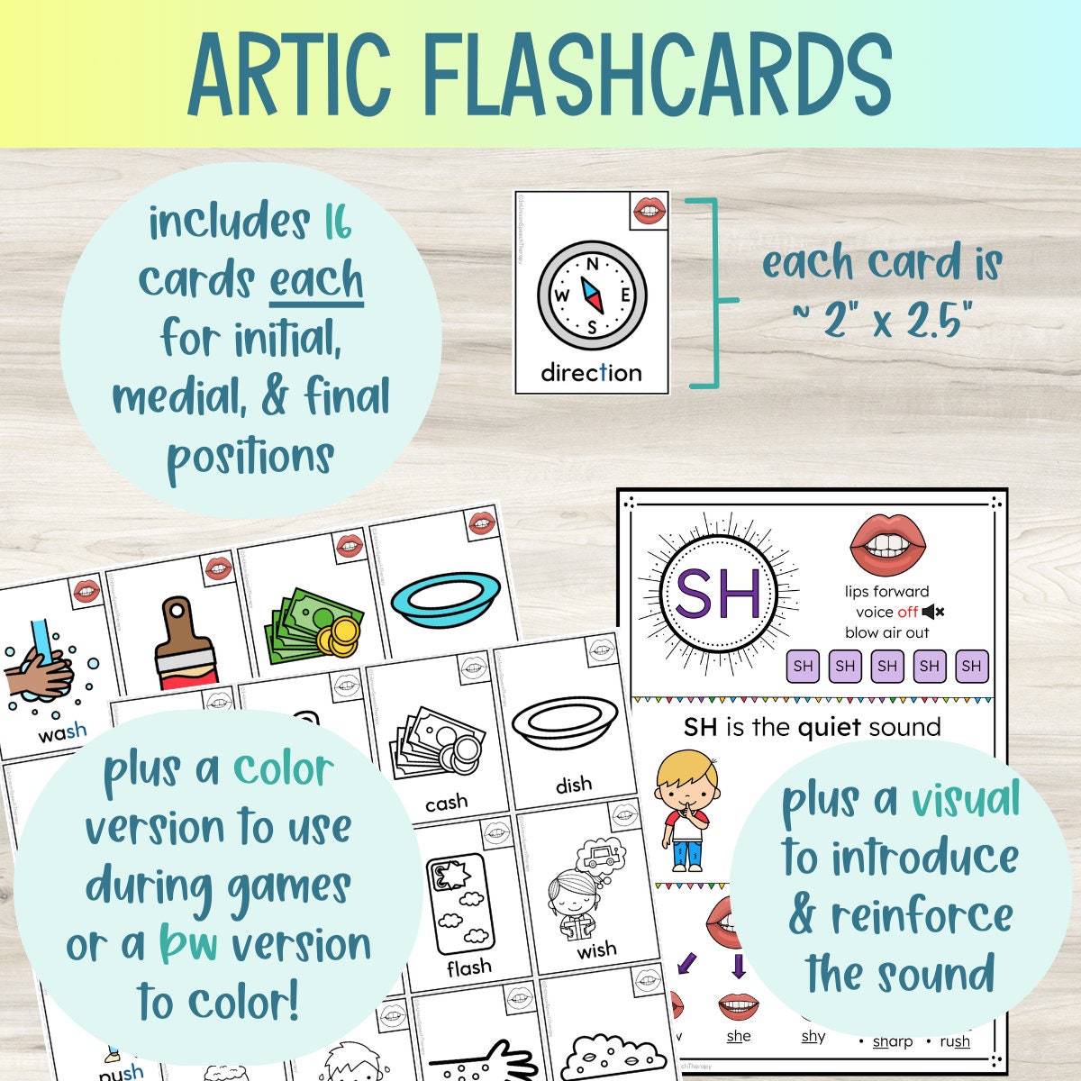 Printable SH Sound Articulation Flashcards | Speech Therapy Picture ...