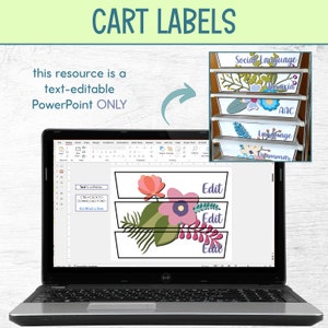 Printable Floral Theme Editable Text 10 Drawer Rolling Cart Labels SLP ...