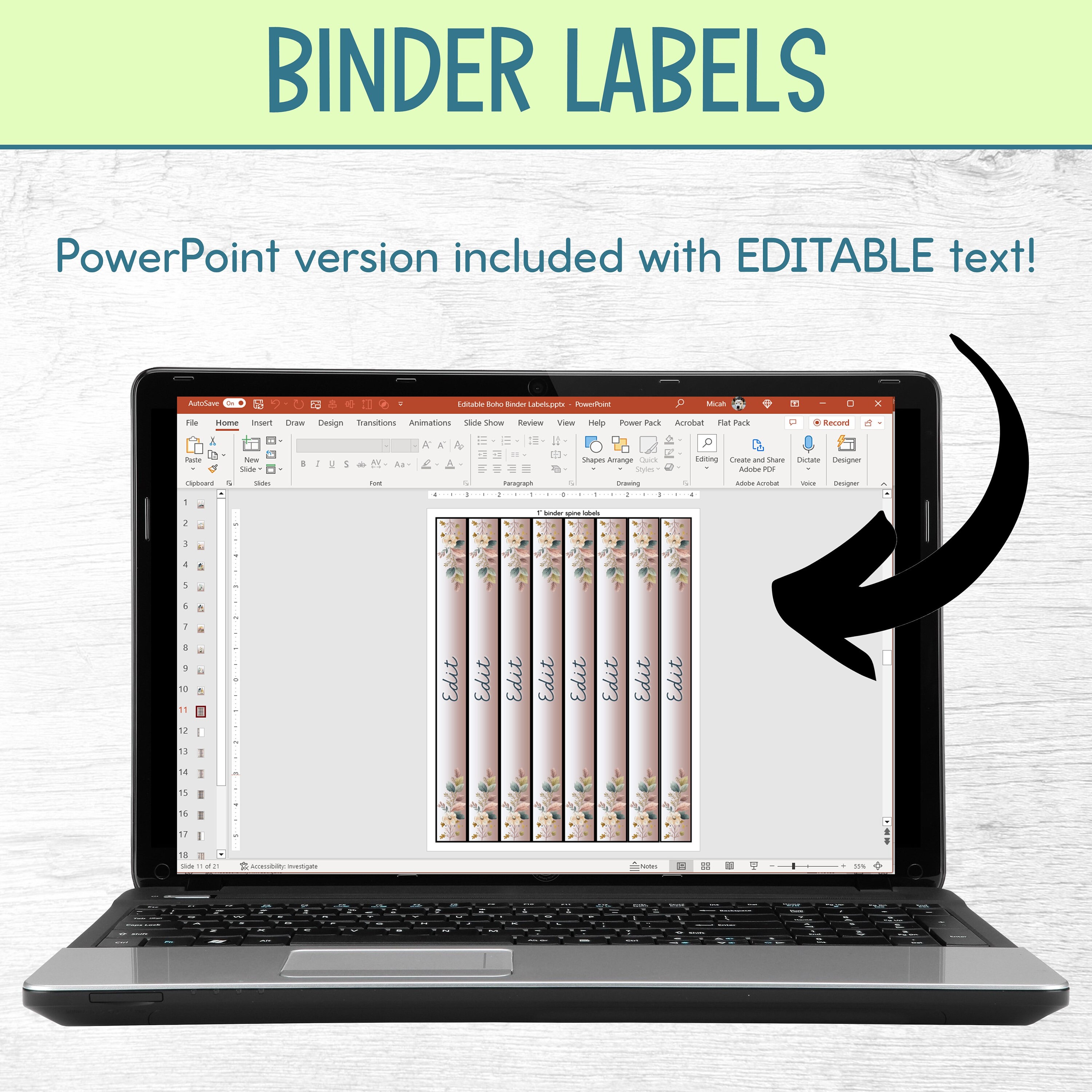 Printable Boho Mountain Binder Covers and Spines | Premade and Editable ...