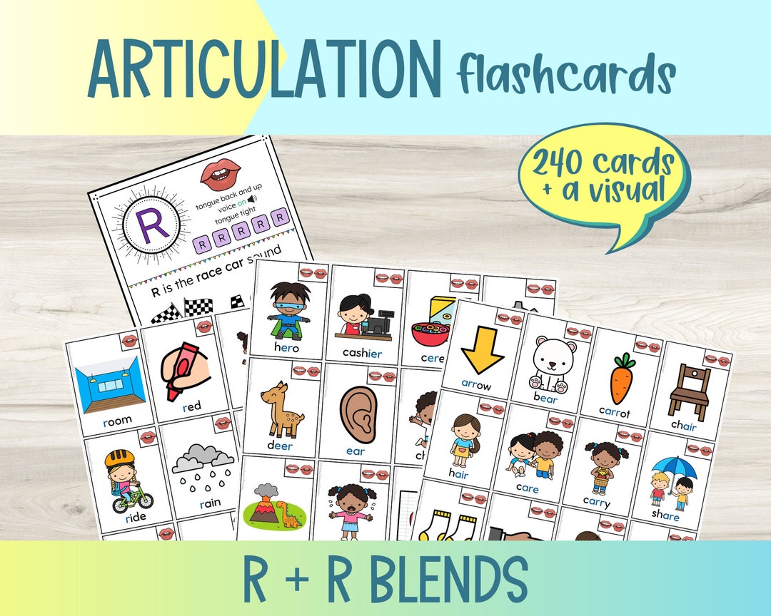 Printable R Sound and R Blends Articulation Flashcards | Speech Therapy ...