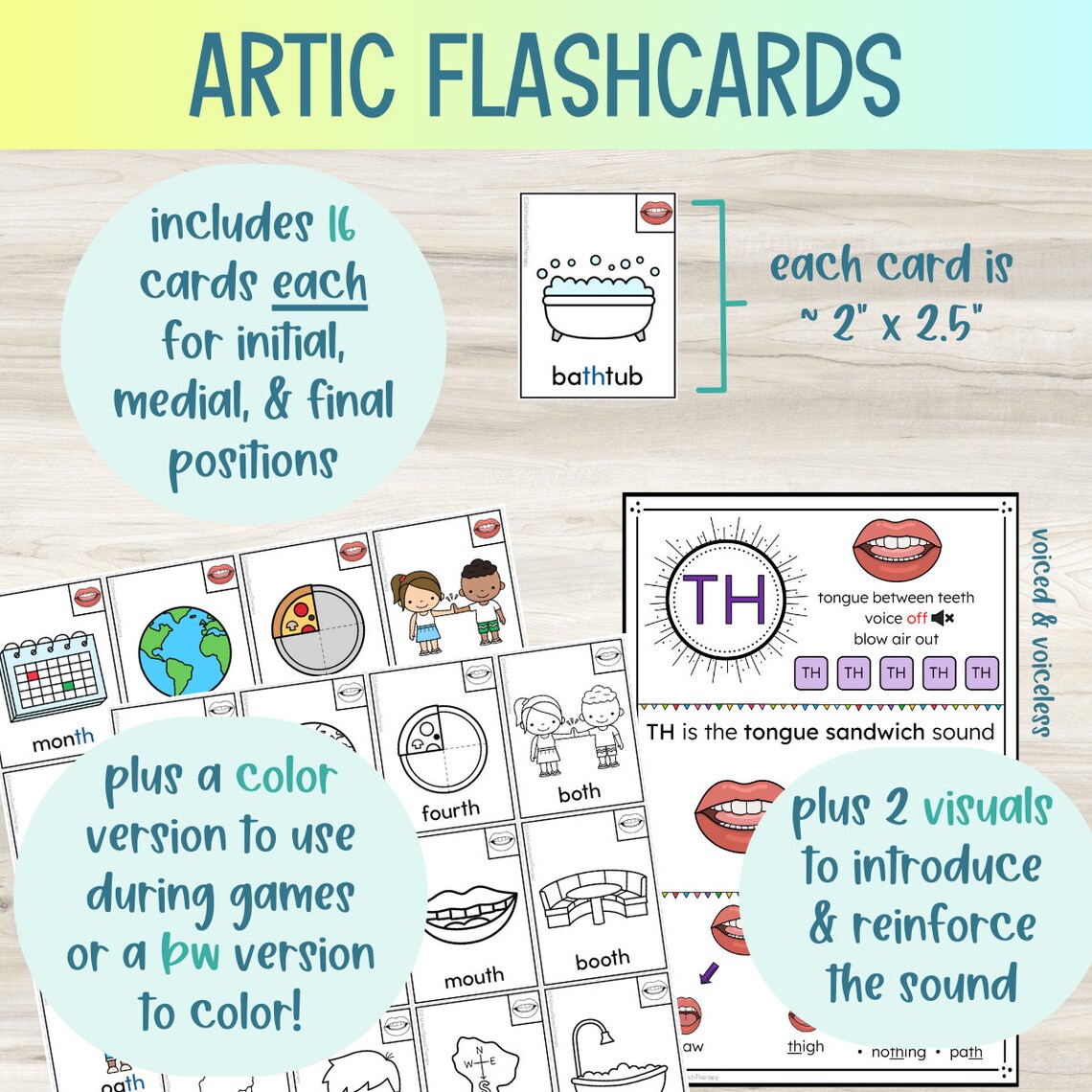 Printable TH Sound Articulation Flashcards | Speech Therapy ...