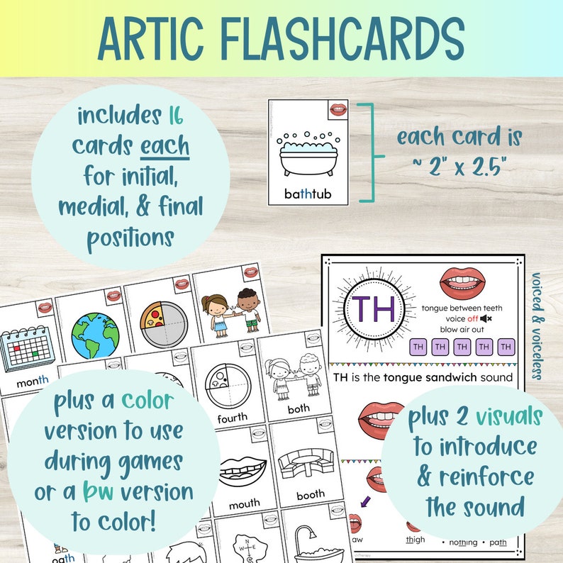 Printable TH Sound Articulation Flashcards | Speech Therapy ...