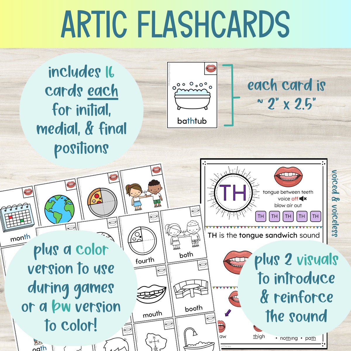 Printable TH Sound Articulation Flashcards | Speech Therapy ...