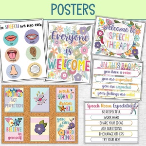 Printable Floral Speech Therapy Room Decor Bundle | Bulletin Board ...