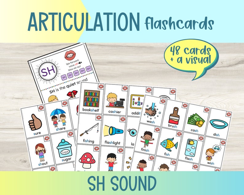 Printable SH Sound Articulation Flashcards | Speech Therapy ...