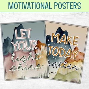 Boho Mountain Motivational Posters | Speech Therapy Room or Classroom ...