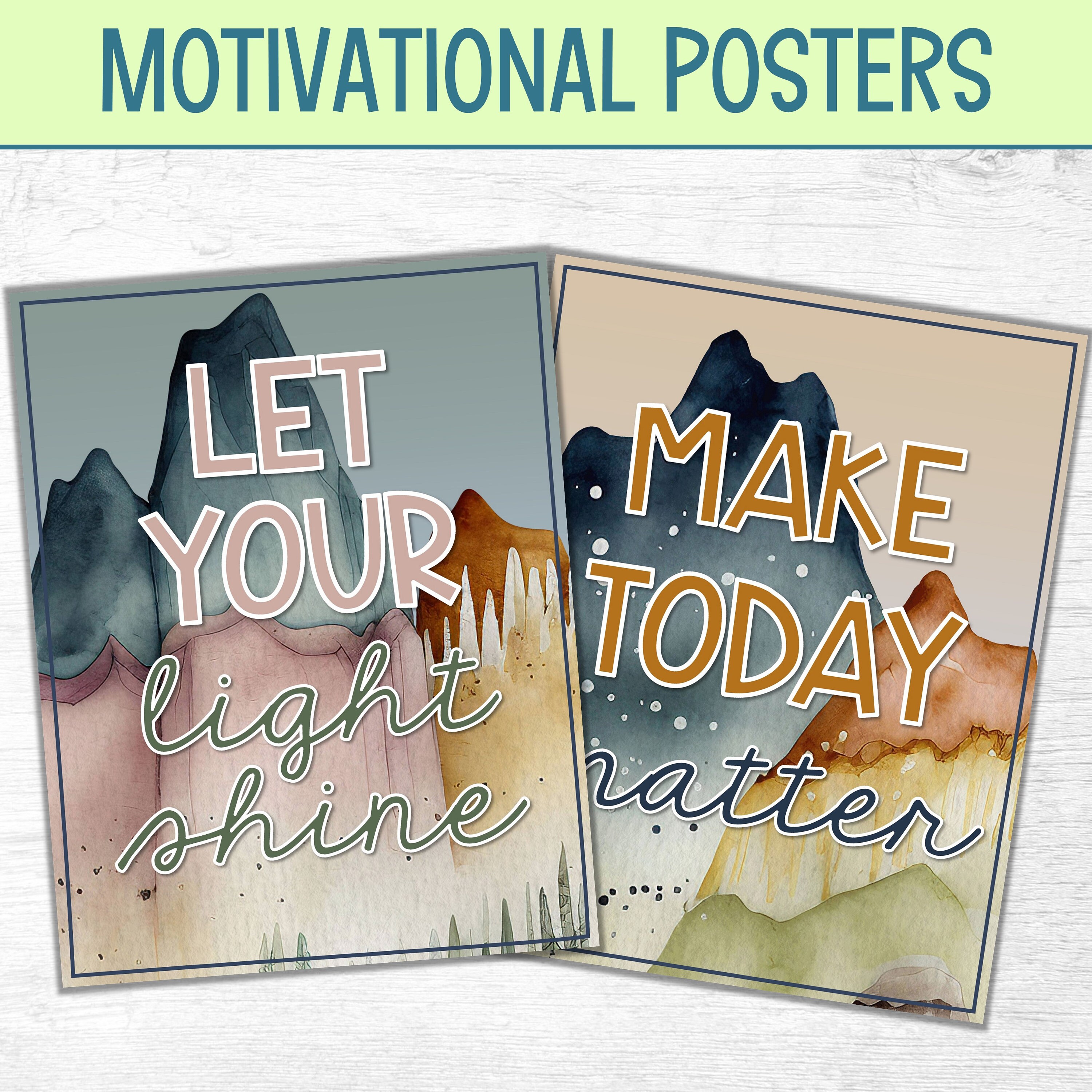 Boho Mountain Motivational Posters | Speech Therapy Room or Classroom ...
