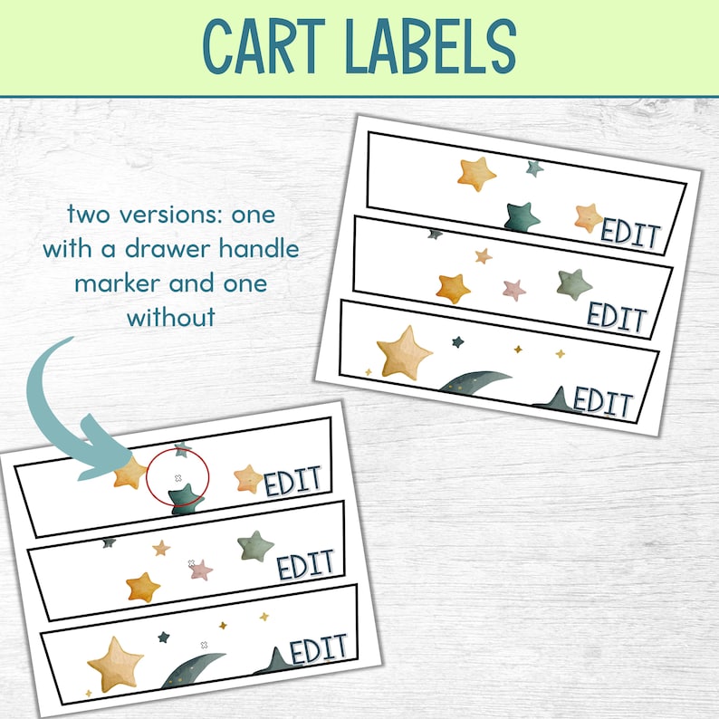 Printable Boho Mountain Editable Text 10 Drawer Rolling Cart Labels ...