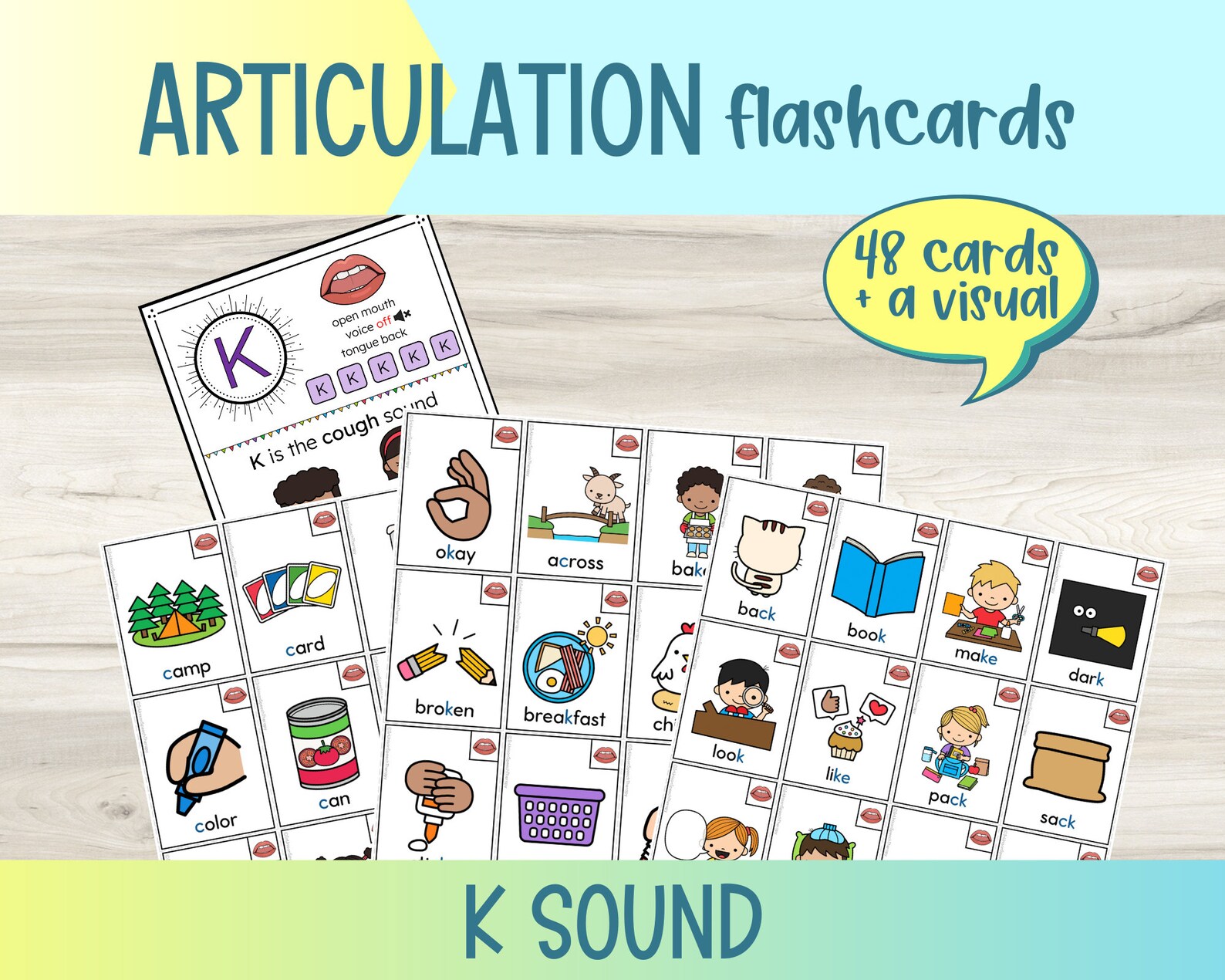 Printable K Sound Articulation Flashcards | Speech Therapy ...