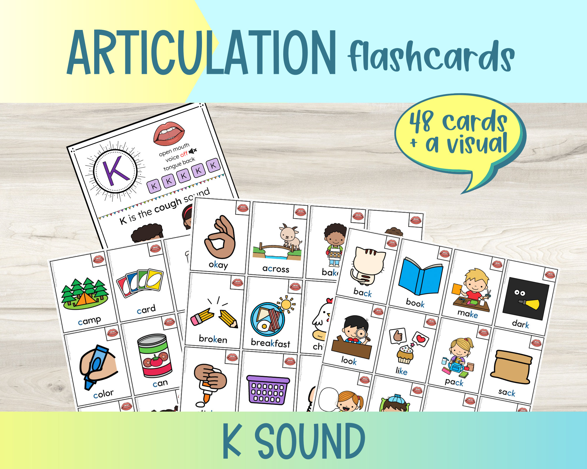 Printable K Sound Articulation Flashcards | Speech Therapy ...