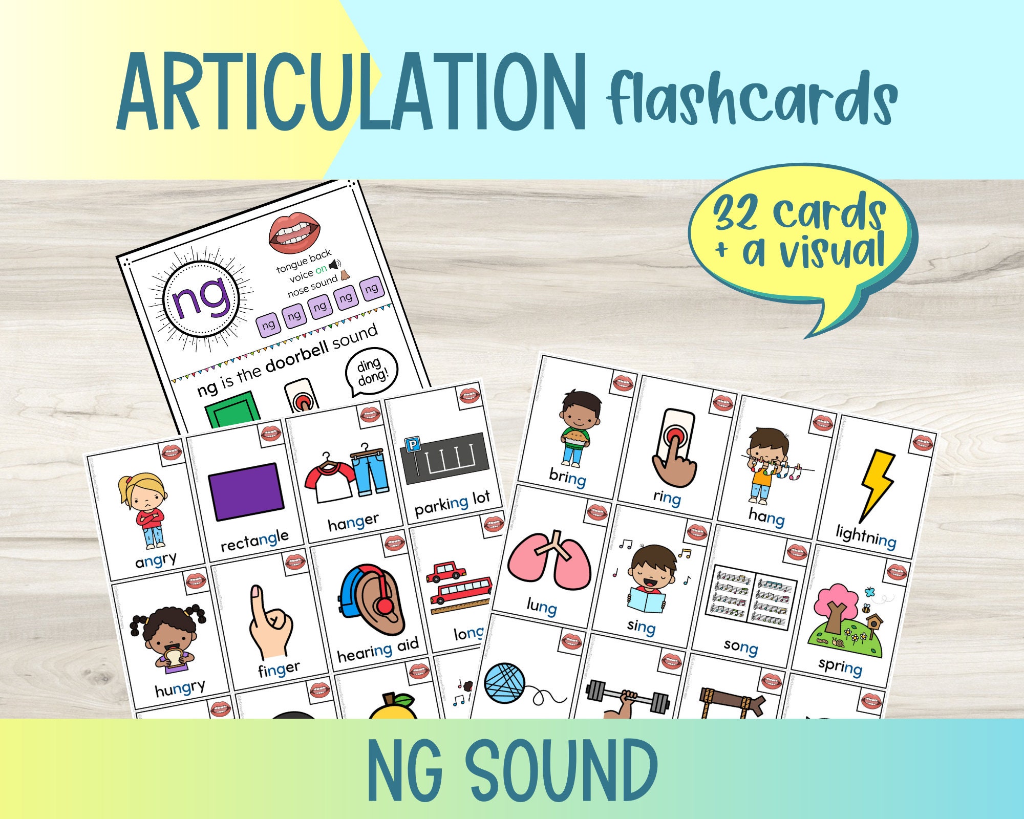 Printable NG Sound Articulation Flashcards | Speech Therapy ...