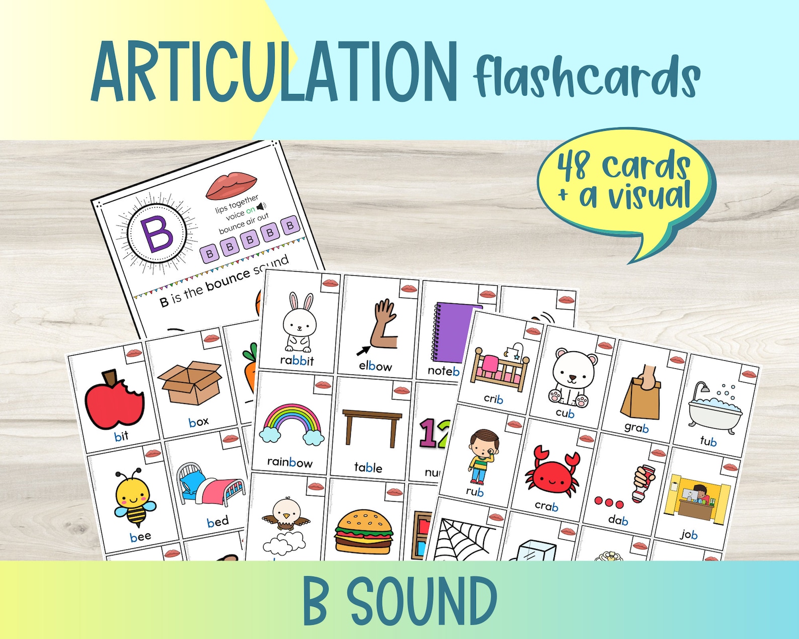 Printable B Sound Articulation Flashcards | Speech Therapy ...