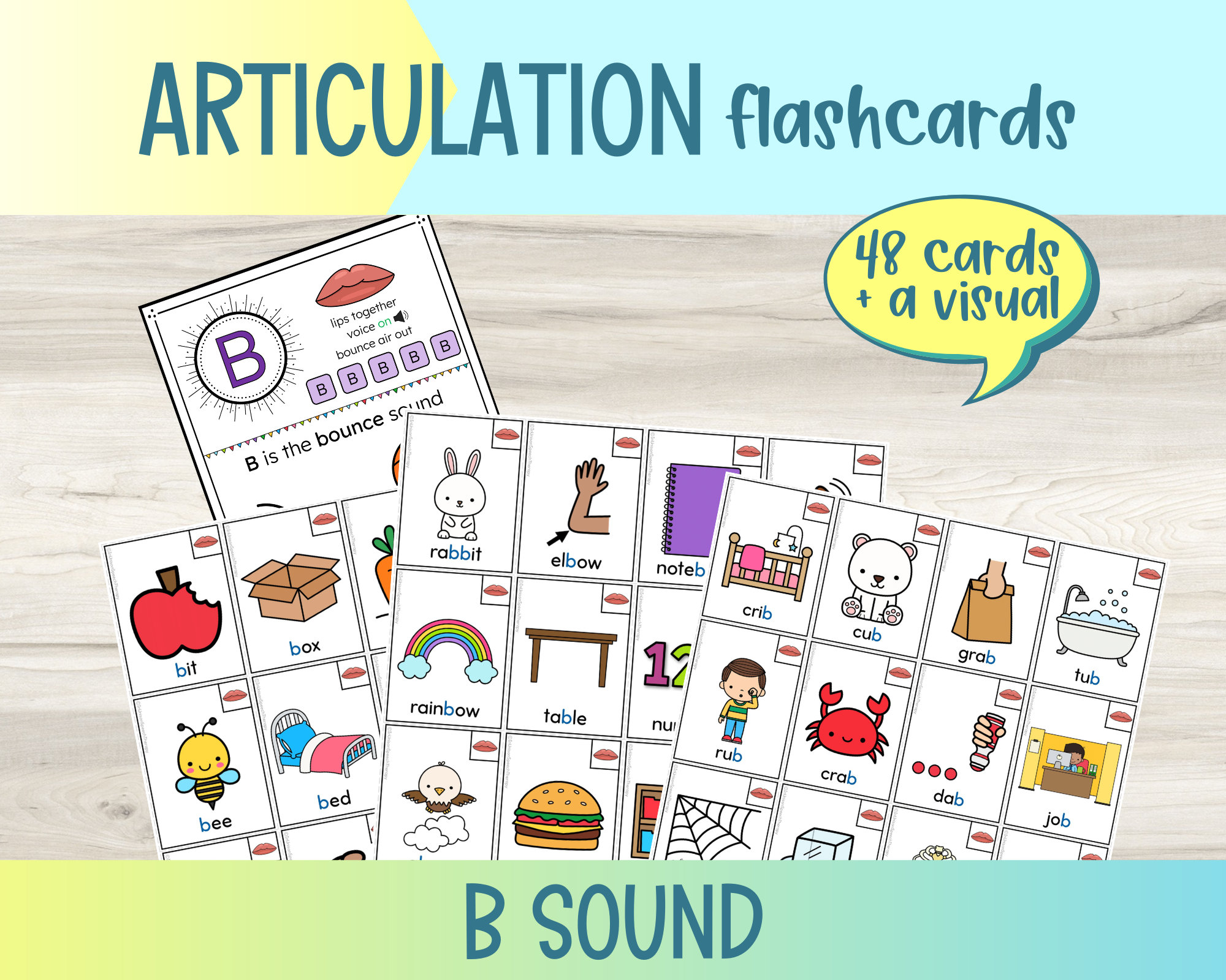 Printable B Sound Articulation Flashcards | Speech Therapy ...
