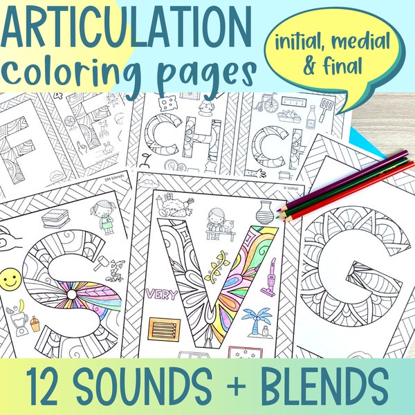 Speech Therapy Coloring Pages - Etsy