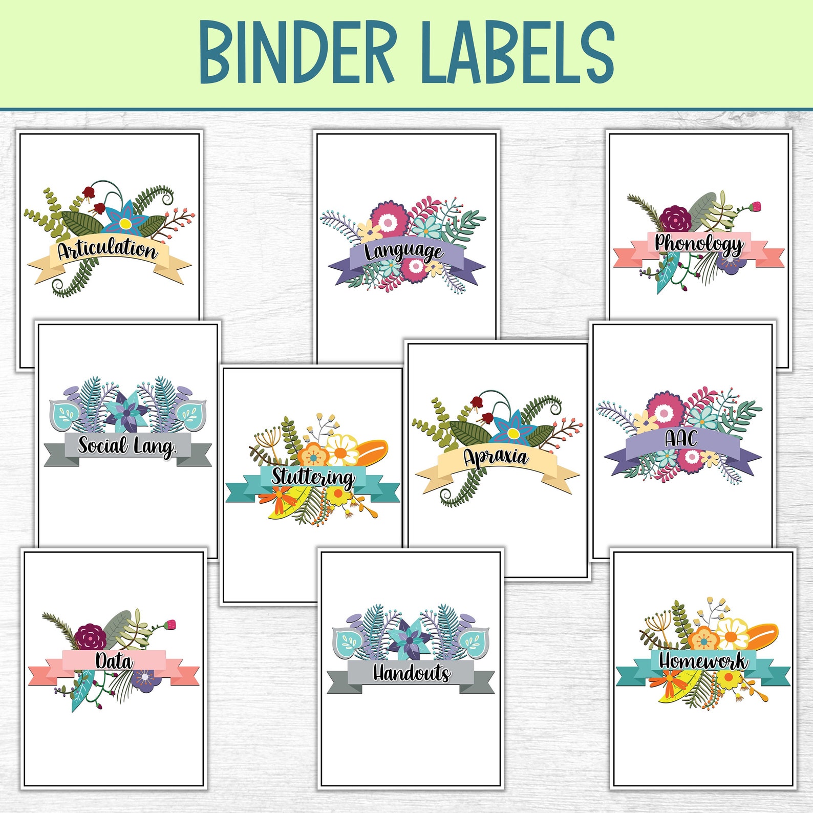 Floral Speech Therapy Binder Covers | SLP Room Decor With Editable ...
