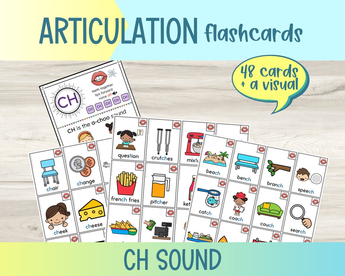 Printable CH Sound Articulation Flashcards | Speech Therapy ...