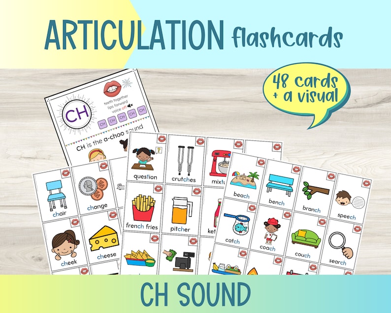 Printable CH Sound Articulation Flashcards | Speech Therapy ...