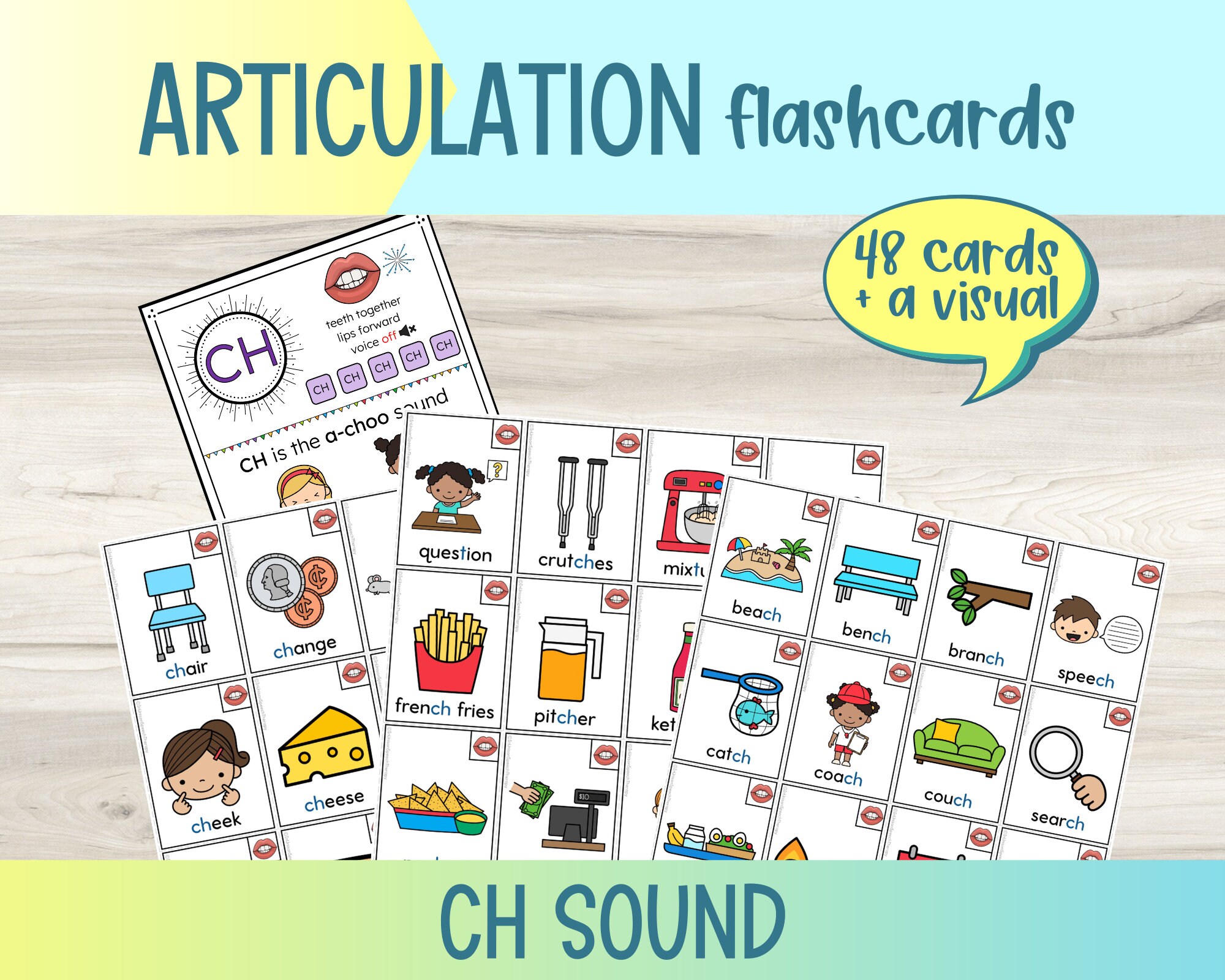 Printable CH Sound Articulation Flashcards | Speech Therapy ...