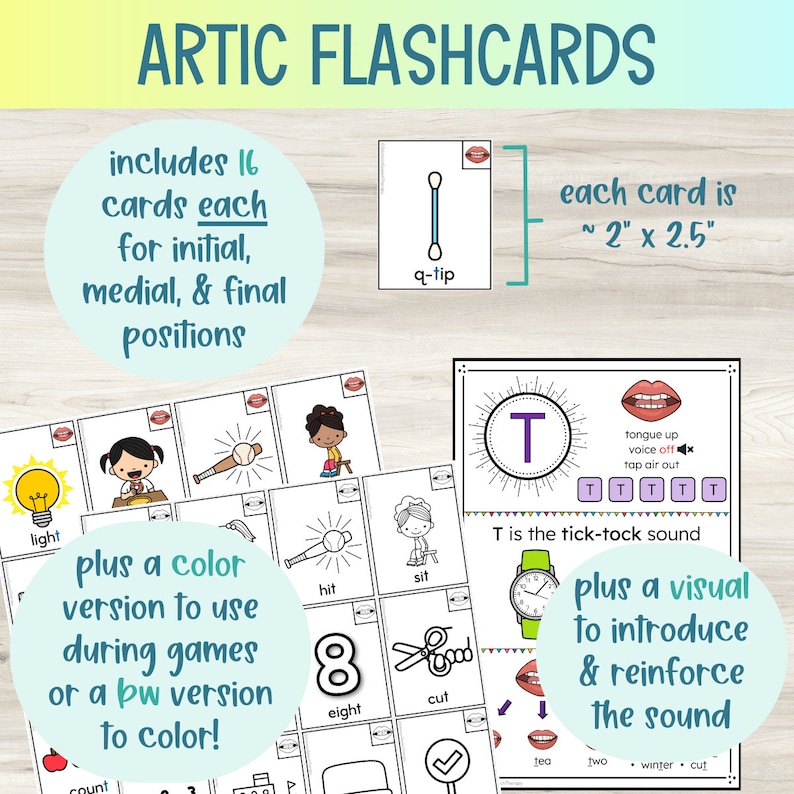 Printable T Sound Articulation Flashcards | Speech Therapy ...