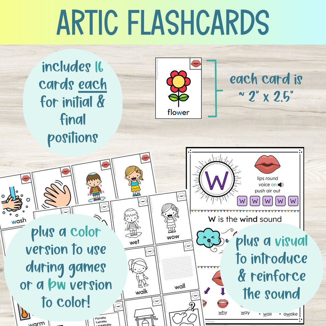 Printable W Sound Articulation Flashcards | Speech Therapy ...