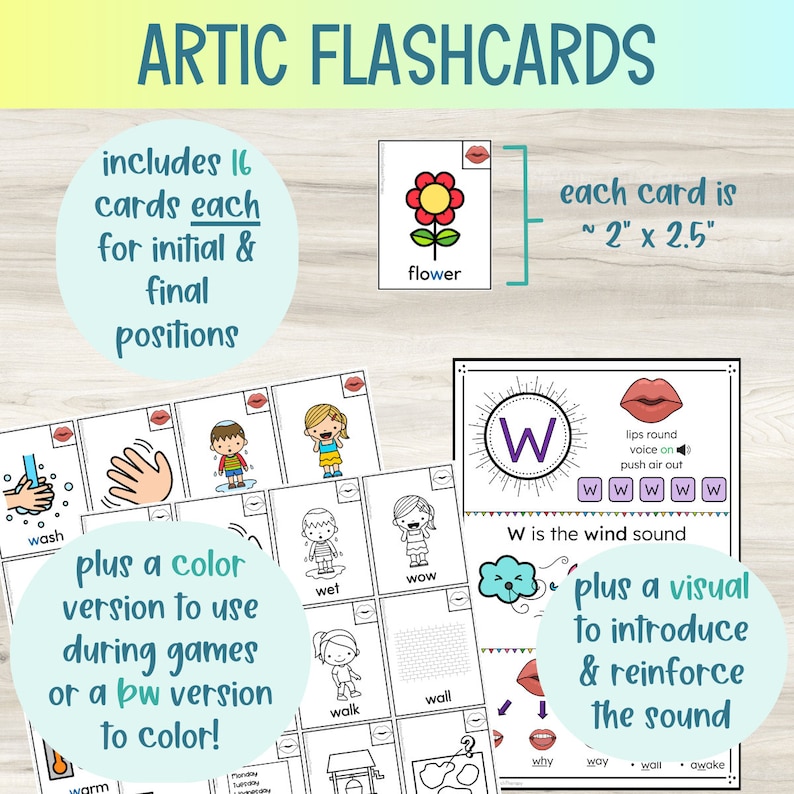 Printable W Sound Articulation Flashcards | Speech Therapy ...