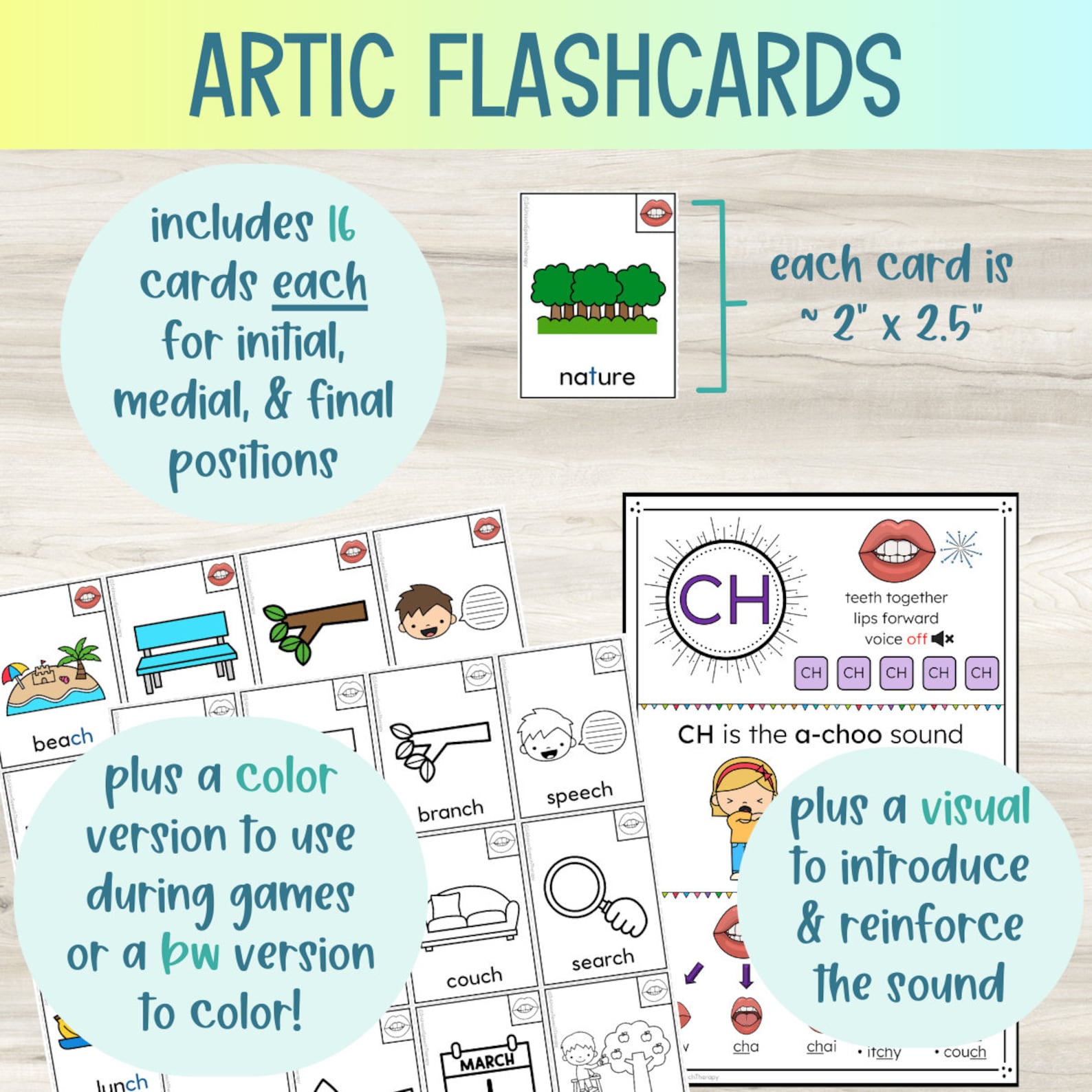 Printable CH Sound Articulation Flashcards | Speech Therapy ...