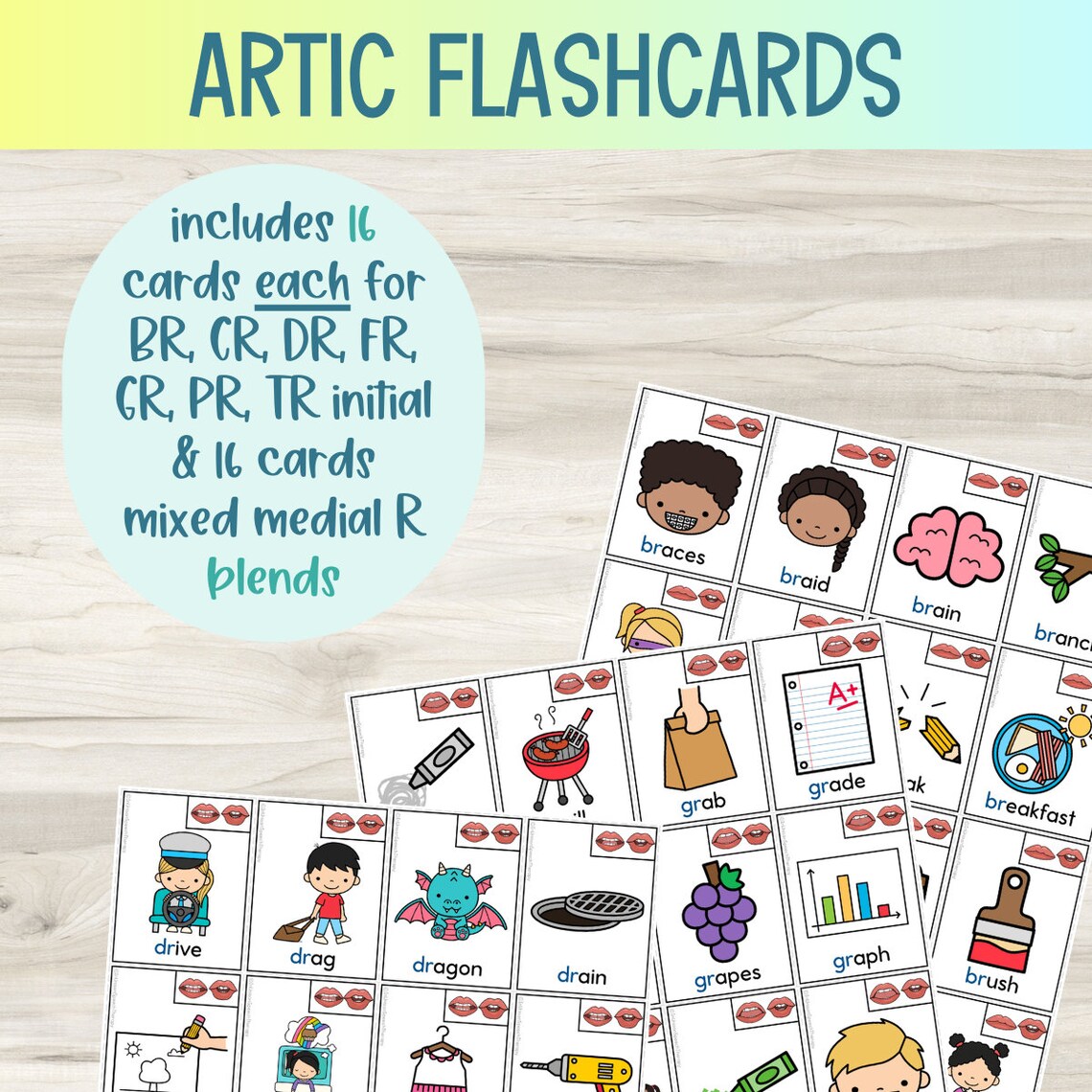 Printable R Sound and R Blends Articulation Flashcards | Speech Therapy ...