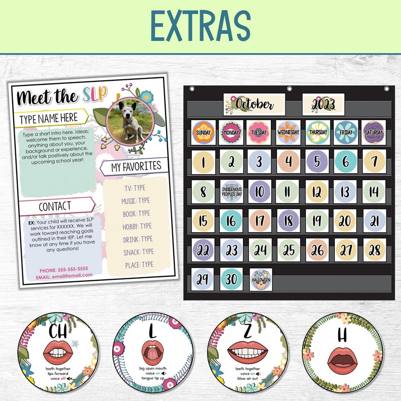 Printable Floral Speech Therapy Room Decor Bundle | Bulletin Board ...