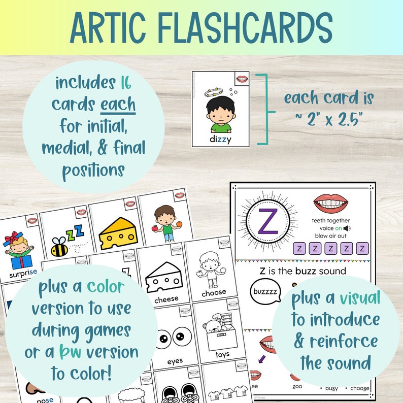 Printable Z Sound Articulation Flashcards | Speech Therapy ...