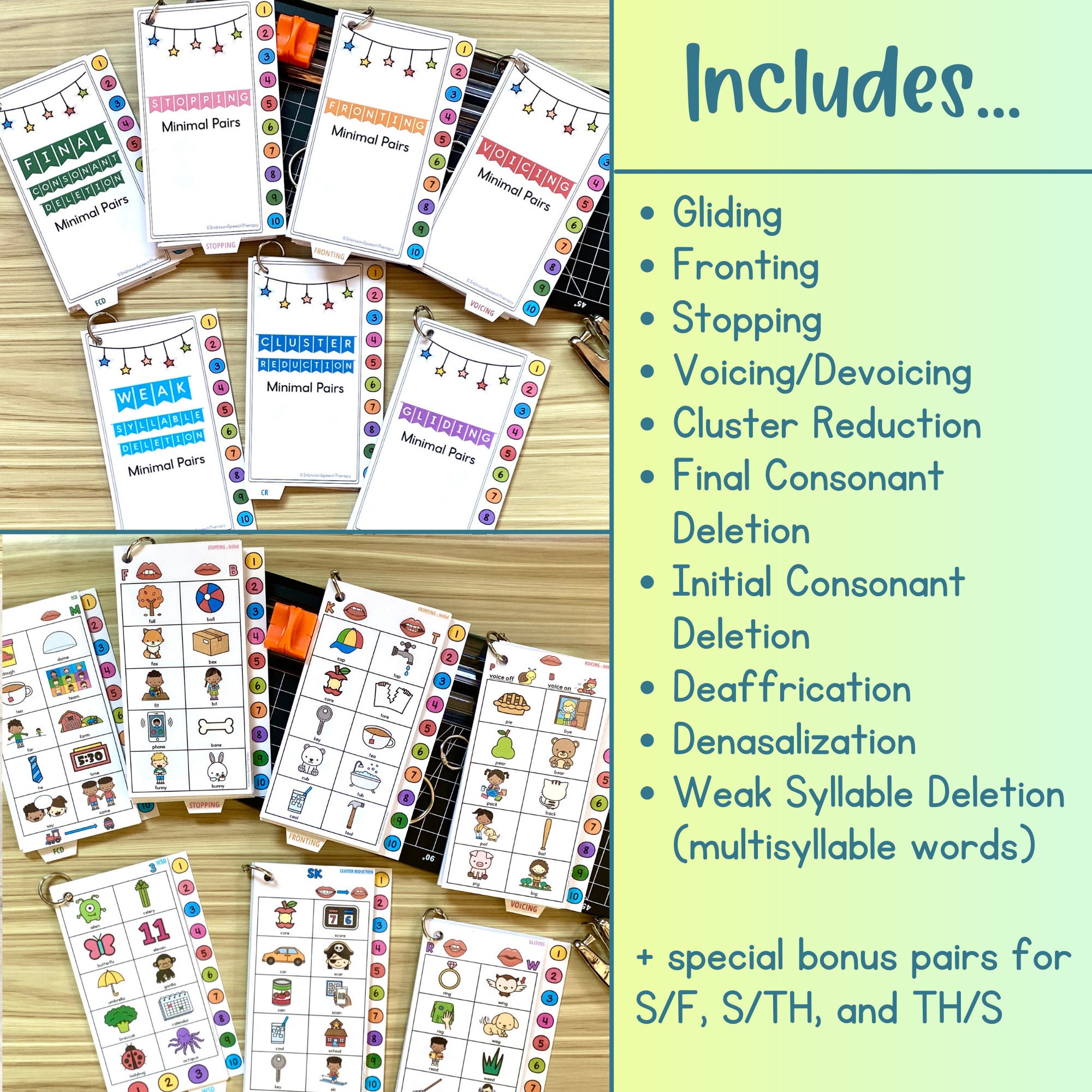 Printable Minimal Pairs Picture Cards | Mini Phonological Processes ...