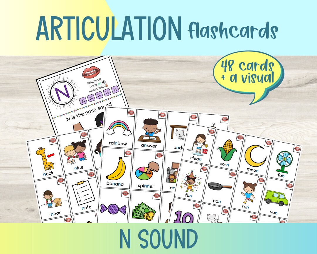 Printable N Sound Articulation Flashcards | Speech Therapy ...