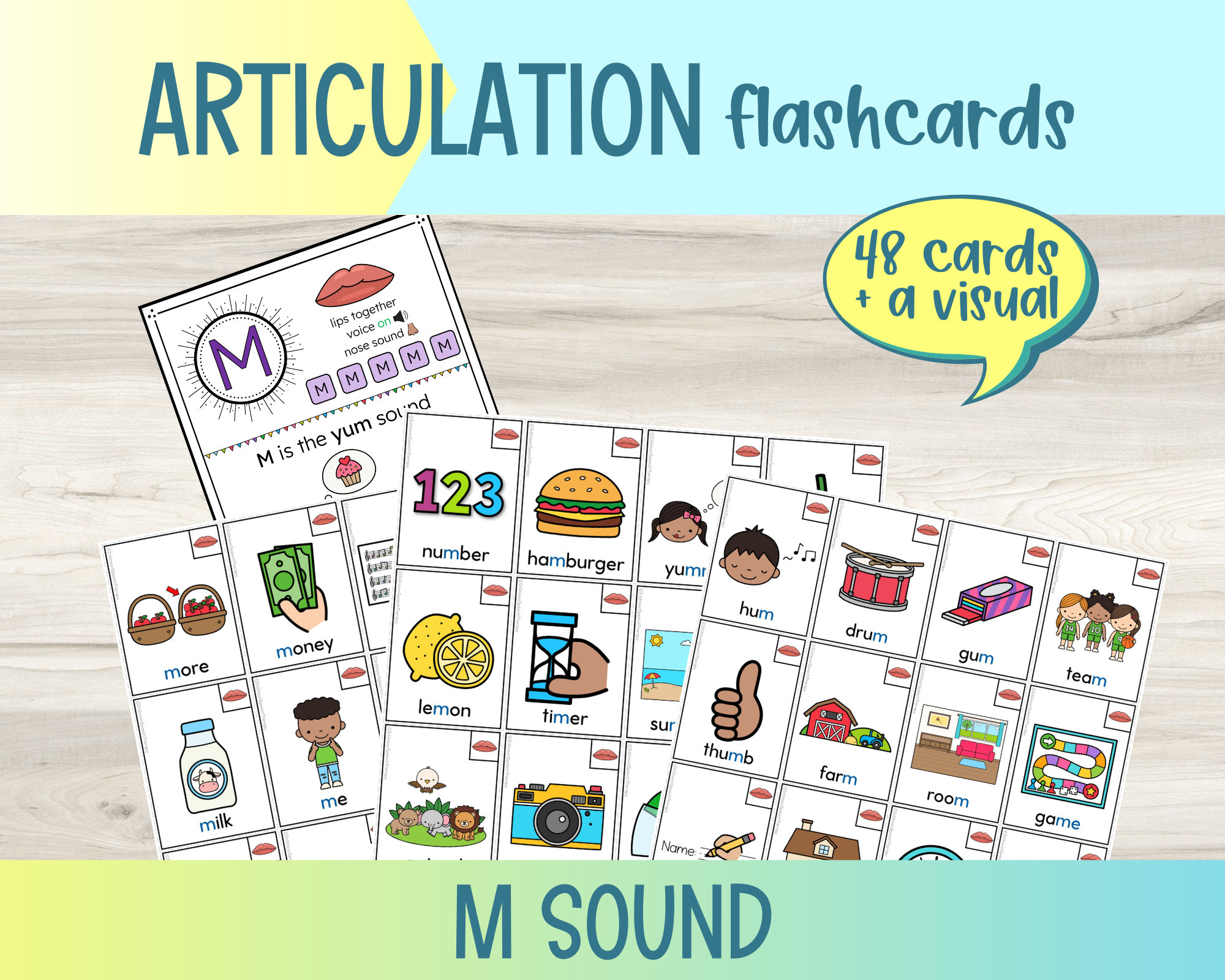 Printable M Sound Articulation Flashcards | Speech Therapy ...