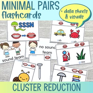Printable Cluster Reduction Minimal Pairs Picture Cards - Etsy