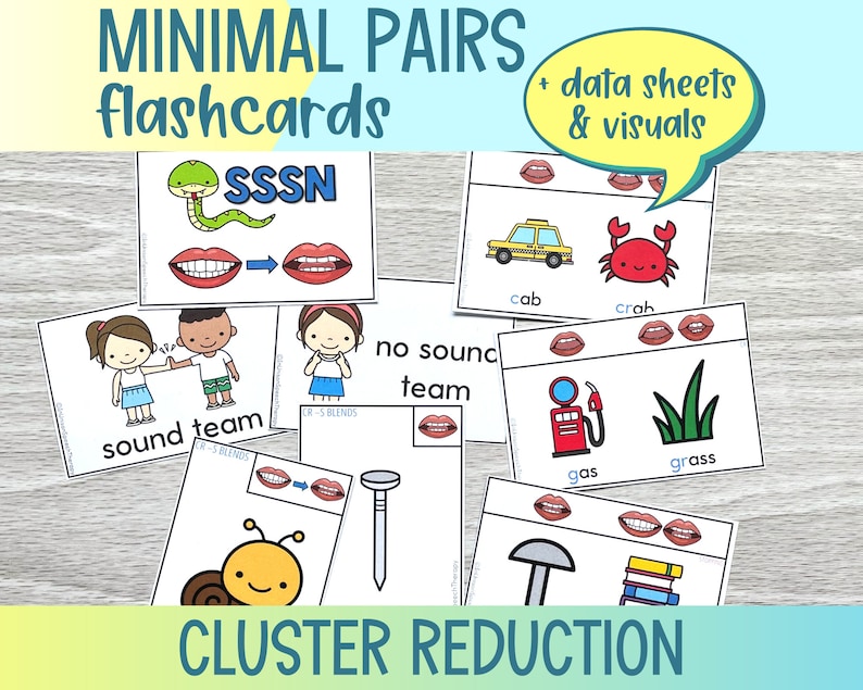 Printable Cluster Reduction Minimal Pairs Picture Cards - Etsy