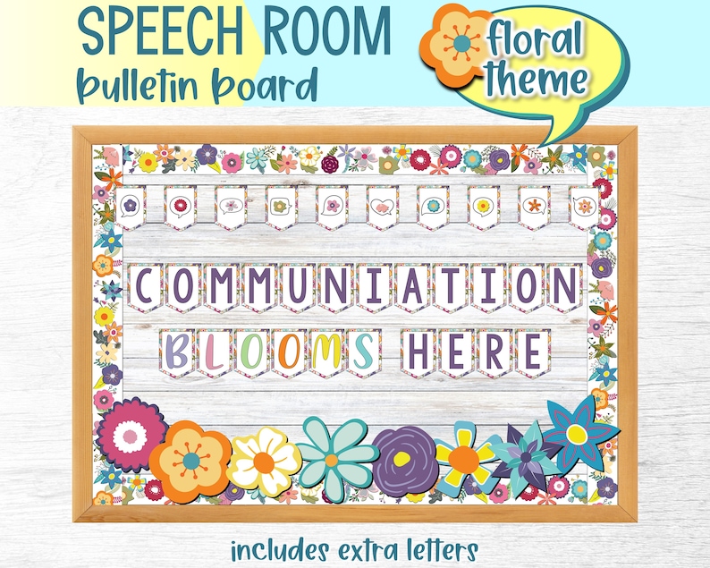 Printable Floral Theme Welcome to Speech Bulletin Board | SLP Speech ...