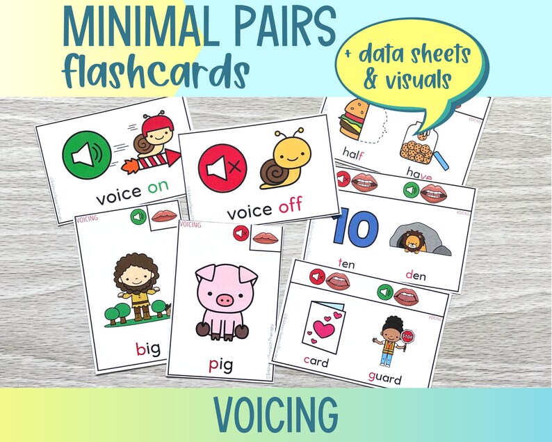 Printable Voicing Minimal Pairs Picture Cards Voicing Flashcards for ...
