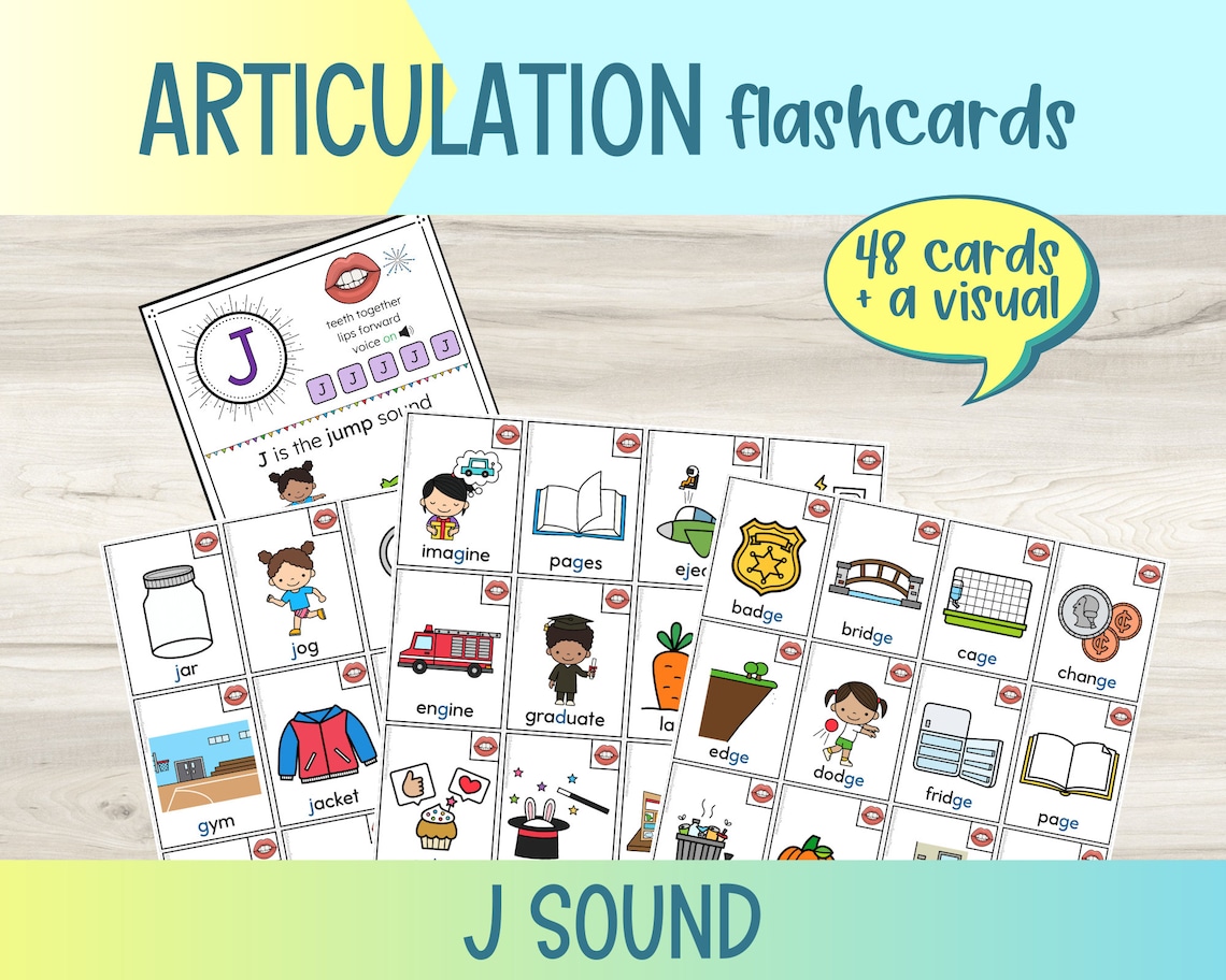 Printable J Sound Articulation Flashcards | Speech Therapy ...