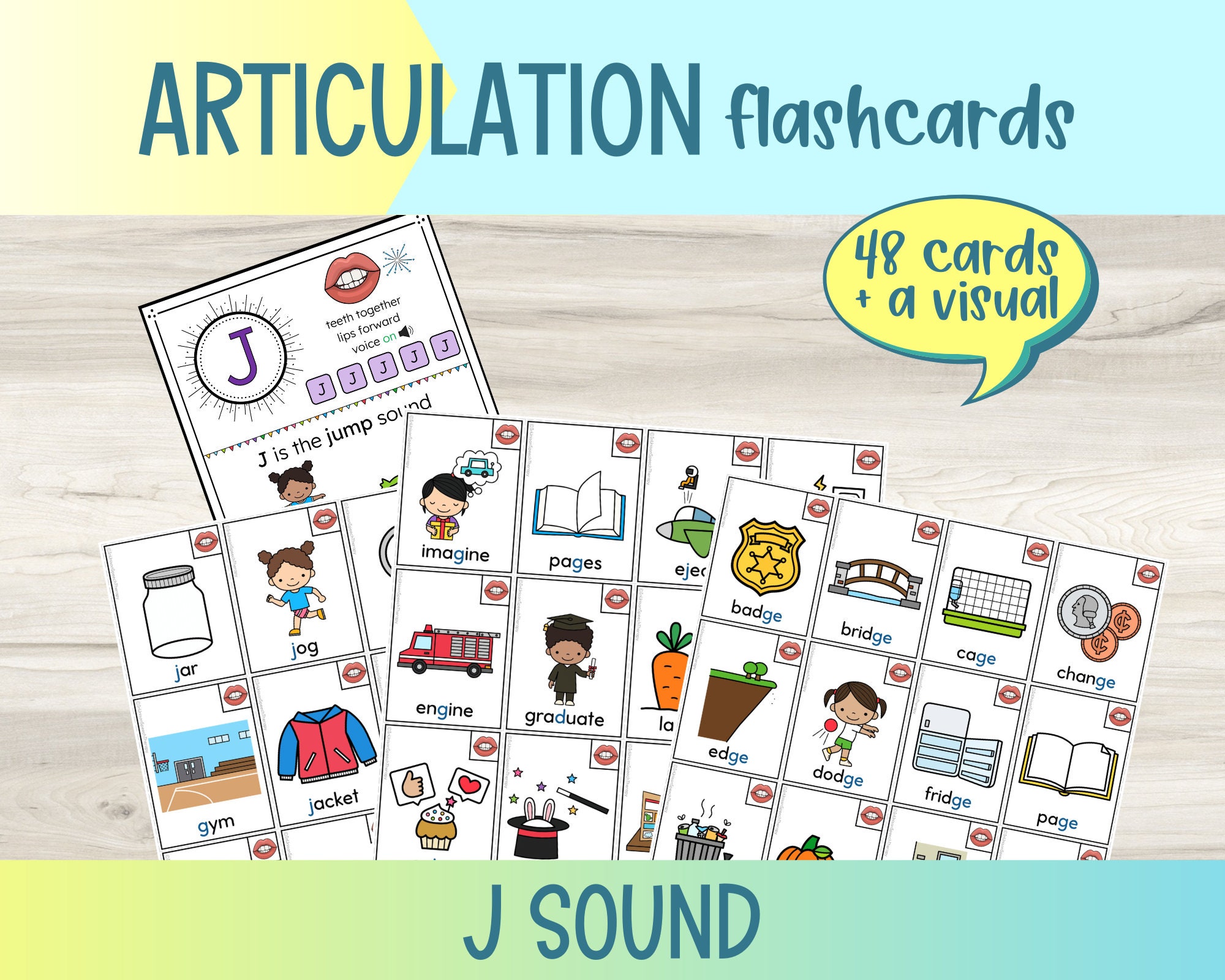 Printable J Sound Articulation Flashcards | Speech Therapy ...