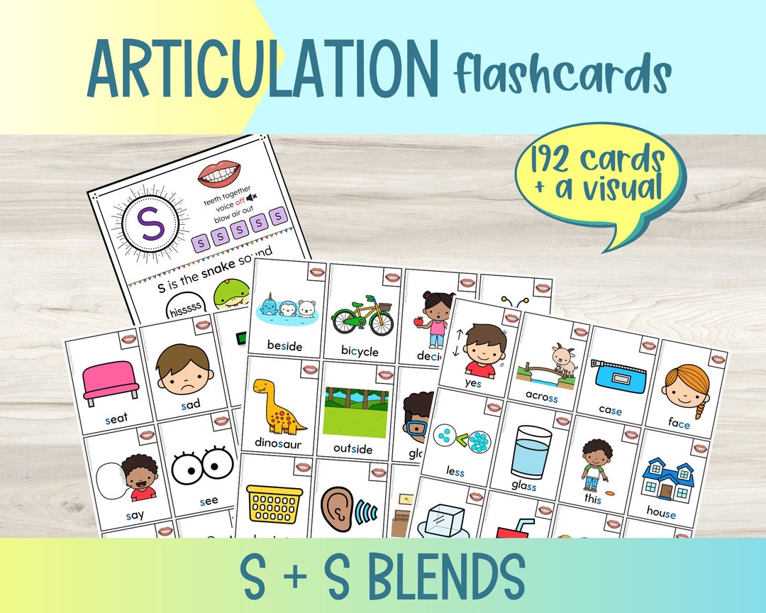 Printable S Sound and S Blends Articulation Flashcards | Speech Therapy ...