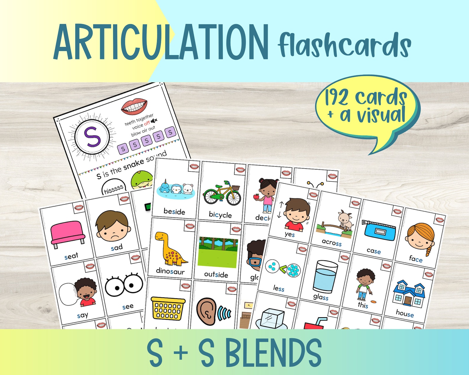 Printable S Sound and S Blends Articulation Flashcards | Speech Therapy ...
