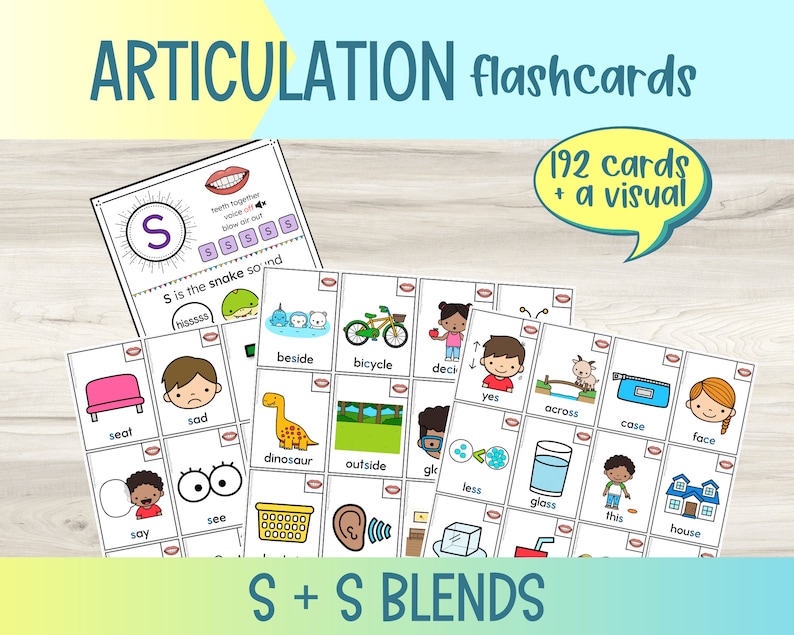 Printable S Sound and S Blends Articulation Flashcards | Speech Therapy ...