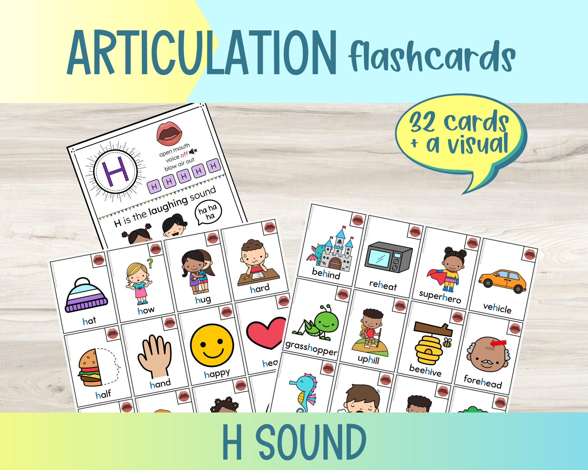 Printable H Sound Articulation Flashcards | Speech Therapy ...