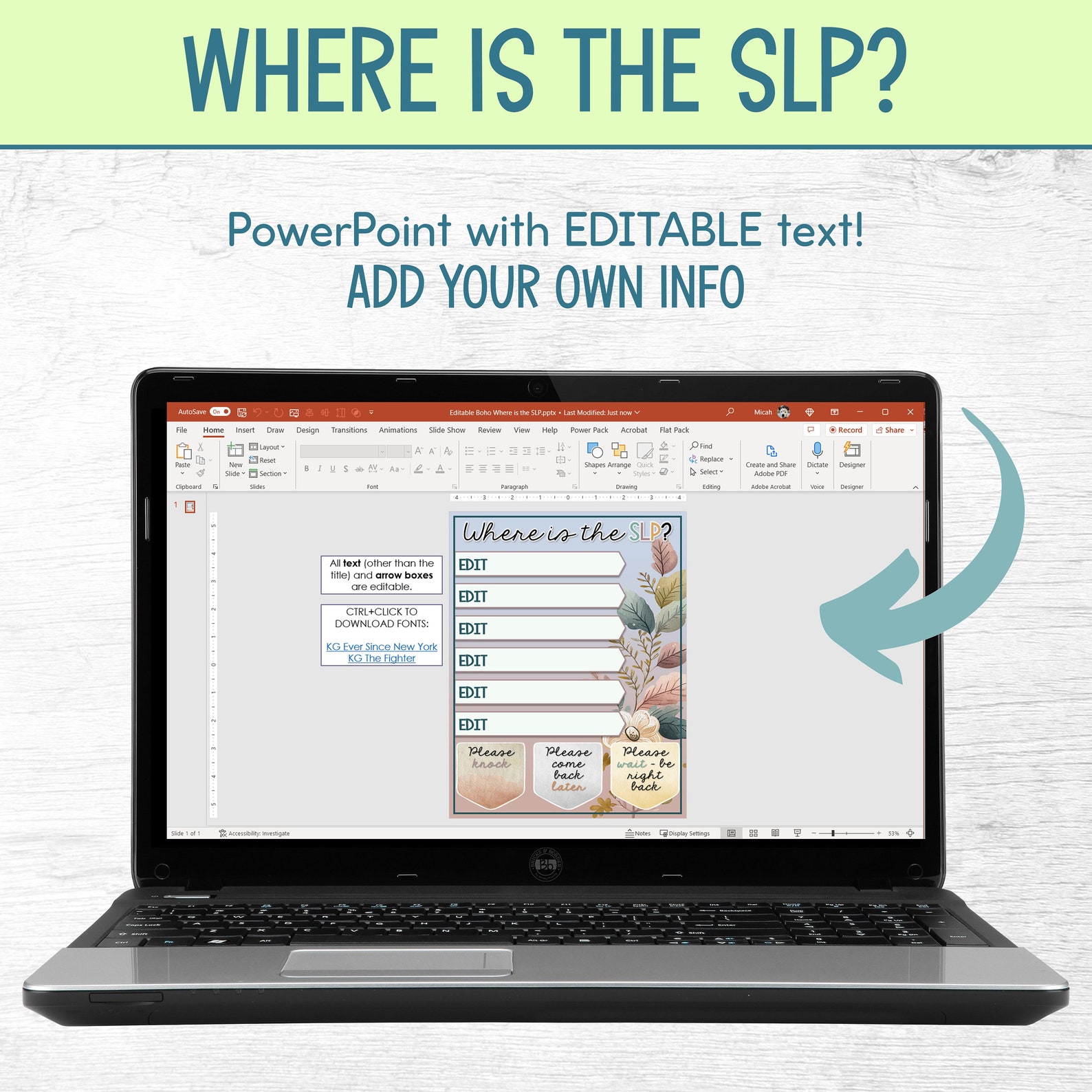 Printable Boho Mountain Where is the SLP Door Sign | Speech Therapy ...